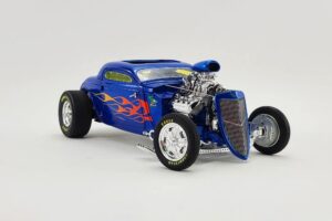 modeltoycars 1934 rat fink hot rod blown altered coupe, blue - acme 18965 - 1/18 scale diecast model toy car