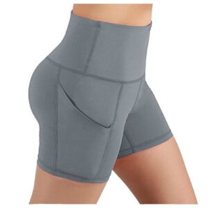 bblulu high waisted yoga shorts for women with side pockets tummy control running gym workout short squat proof biker shorts