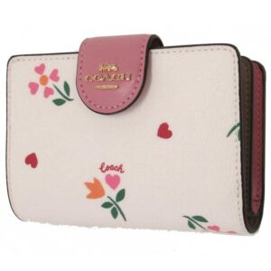 coach medium corner zip wallet in heart petal print style no. c7652