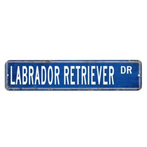 aroggeld labrador retriever sign labrador retriever gift labrador retriever decor labrador retriever lover metal sign custom street sign retro wall art hanger home decor wall decorations, 10x45cm