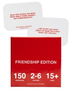 we're not really strangers friendship edition card game - 150 conversation cards for adults,teens,couples & strangers - fun family party time for game night or date night,ages 15+,2-6 players