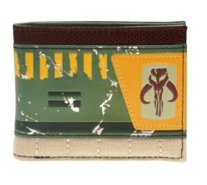 classic sci-fi series bounty hunter fett logo leather bi fold wallet