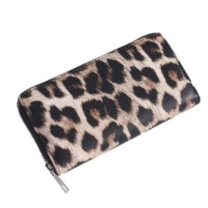 onsinic womens zip purse long sexy leopard pu leather wallets leather handbags