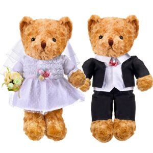 civaner 2 sets of bear clothes bear outfits of groom's tuxedo suit and bridal dress set, the bear is not included, fit 14-16 inch bears, bear clothes