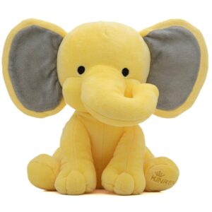 kinrex elephant stuffed animals – stuff animal plush toy for babies girls boys, elephants plushie teddy bear toys for birth stats baby shower infant newborn boy & girl, yellow measures 9 inches