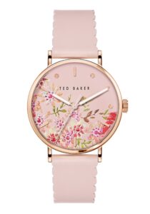 ted baker phylipa retro pink leather strap watch (model: bkpphs2389i)