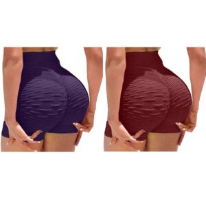 bblulu tik tok workout shorts womens ruched booty textured yoga shorts butt lifting high waisted tummy control biker shorts