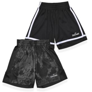 spalding boys 2 pack performance basketball shorts, black/black, 7