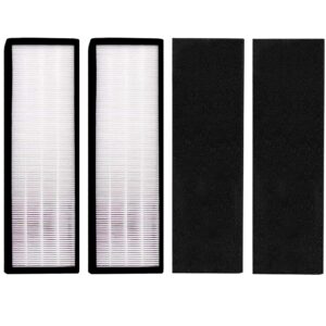 fette filter - 2 pack premium t500 true hepa filter replacements compatible with air purifier filter t500 tower. compare to part # tf60-mp & tf60-mp (includes 2 hepa & 2 carbon filters)