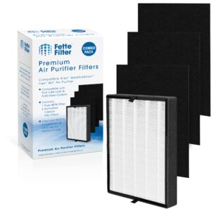 fette filter -45i true hepa replacement filter, compatible with alen breathesmart flex 45i air purifier only, 3 pre-filter replacements, compare to part # b4-fresh & fl40-silver-carbon - pack of 1+3