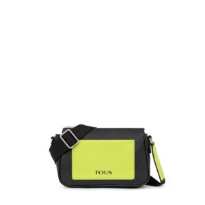 tous empire crossbody bag small black and lime leather