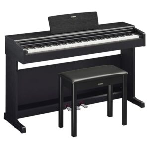 yamaha arius, 88-key weighted action digital aspiring musicians, cfx concert grand piano voice, 3-pedal unit, bench included, classic upright design, black, (ydp145b)