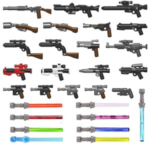 mooxi-moc 29pcs sci-fi space wars minifigs spray paint weapons packs set,small particle building block toy kit compatible with mainstream brand