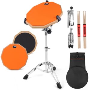 aklot practice pad set 12" silica gel pads drum for adult kids with snare drum stand,double sided,drumsticks,bag