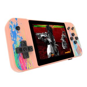 handheld game console, retro game console built-in 800+ classic games, 3.5-inch portable game console, av output video game console screen hd screen hand held games gifts for kids and adults (pink)