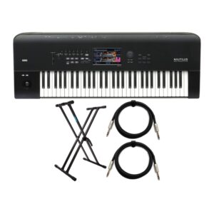 korg nautilus 61-key workstation synthesizer bundle with keyboard stand and 6-feet trs cable (2-pack) (4 items)