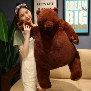 miaohaha 100cm giant djungelskog teddy bear dark brown plush toy bear big teddy bear stuffed animal doll home decor birthday gift for girl,boy (39.3in/100cm)