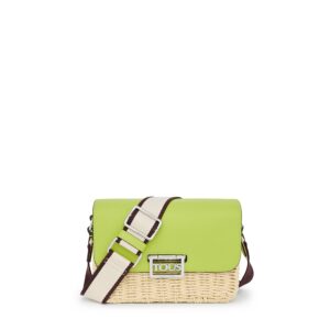 tous legacy summer crossbody bag lime green raffia