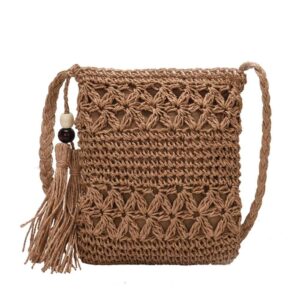 jqwsve straw purse for women straw bag summer purse with tassel straw crossbody bag handwoven beach bag crochet purse