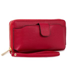 rebecca & rifka pebble faux leather zip around wristlet wallet with phone pocket