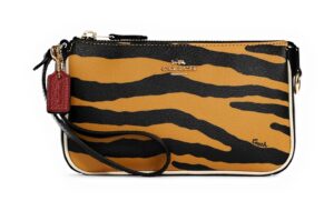 coach womens nolita 19 with tiger print in leather honey/black multi