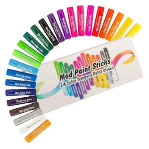 mod paint sticks — tempera quick dry washable paint markers 24 colors no mess non-toxic art supplies, toddlers teens and kids paint for creative crafts, no brush or water needed