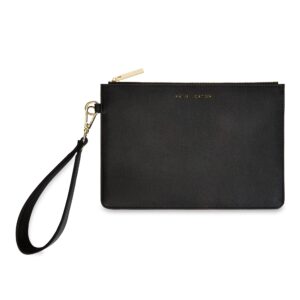 katie loxton zana womens medium vegan leather clutch purse wristlet pouch black