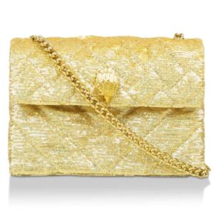 kurt geiger women's medium kensington gold sequin quilted crossbody bag