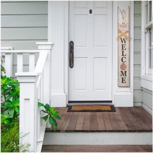 glitzhome wooden easter porch décor hanging welcome sign with bunny ears for front door or indoor home decor,42"h