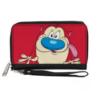 buckle-down women's pu zip around wallet rectangle-the ren & stimpy show, 7.5"x4.5"