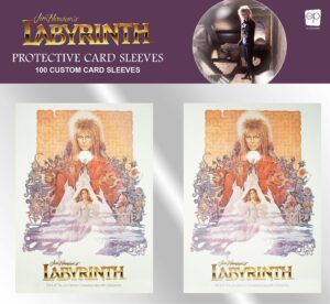 labyrinth premium card sleeves | 100 card protector sleeves | 64mm x 89mm sleeves fit standard size playing cards & collector cards | cardsleeve back artwork featuring artworks from labyrinth film