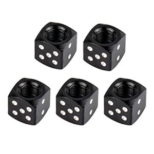 suweile szsz 5pcs aluminum dice valve caps tire air valve stem cap cover for car trunk mountain road bike bicycle wheel 0212 (color : black)