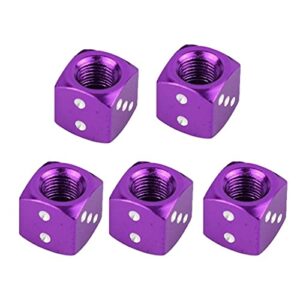 suweile szsz 5pcs aluminum dice valve caps tire air valve stem cap cover for car trunk mountain road bike bicycle wheel 0212 (color : purple)