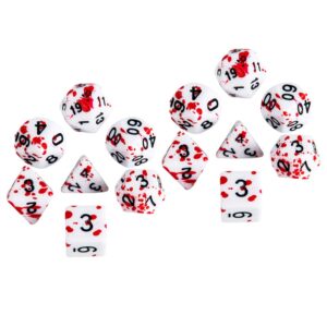 aboofan 14pcs blood splatter dice polyhedral dice set bloodstained acrylic gaming dices rpg games dices for tabletop role playing dice games