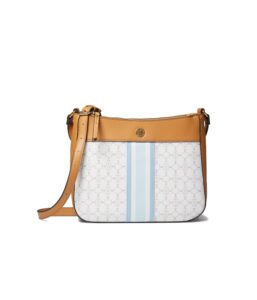 nanette lepore double section logo crossbody with stripe chalk logo one size