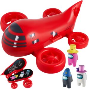 p.m.i. exclusive among us toys set | red airship & 3 unique collectibles | featuring pink crewmate in muenster hat | perfect for kids & fans