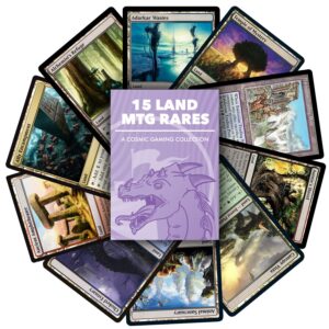 cosmic gaming collections mtg land rares booster pack - 15 land rare magic cards set - legends, commanders - high-value cards box to power up your deck - no duplicates, no commons