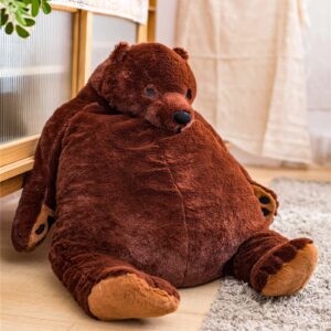 snowolf djungelskog bear giant simulation 100 cm bear toy stuffed animal plush doll huge cuddly dark brown teddy bear for home decoration valentine's birthday gift, 39.3 in/100 cm