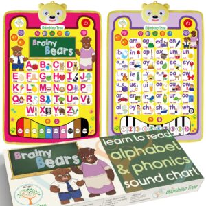 alphabet & phonics talking poster - interactive abc chart double-sided electronic wall mat - preschool musical learning - learn letter sounds - educational toy to jumpstart your child's reading