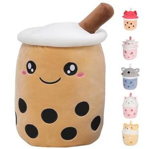 mmguai 14 inch cute big boba tea plush soft hugging pillow,large brown pearl milk tea stuffed animals toy for girls boys birthday,christmas