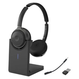 avantree alto clair 2 - multifunctional bluetooth headphones & detachable noise-filtering mic with wired & wireless headset modes, dual link connectivity for pc, computer & phone, clear calls anywhere