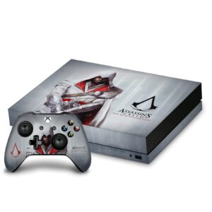 head case designs officially licensed assassin's creed master assassin ezio auditore brotherhood graphics vinyl sticker gaming skin decal cover compatible with xbox one x console and controller bundle