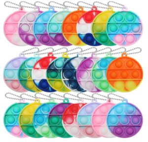 toanwod 24pcs party favors pop fidget keychain toy: mini party favors bubble toy pack for kids - birthday goodie bag stuffers gifts in box - sensory classroom prizes bulk