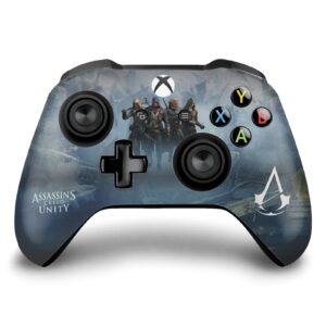 head case designs officially licensed assassin's creed game cover unity key art vinyl sticker gaming skin decal cover compatible with xbox one s/x controller