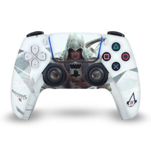 head case designs officially licensed assassin's creed connor iii graphics vinyl faceplate sticker gaming skin decal cover compatible with sony playstation 5 ps5 dualsense controller