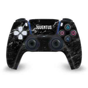 head case designs officially licensed juventus football club black marble art matte vinyl faceplate sticker gaming skin decal cover compatible with sony playstation 5 ps5 dualsense controller