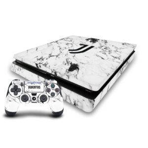 head case designs officially licensed juventus football club white marble art vinyl sticker gaming skin decal cover compatible with sony playstation 4 ps4 slim console and dualshock 4 controller