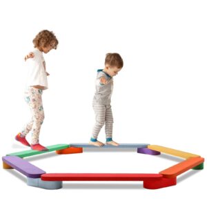 balance beam, autirinee stepping stones for kids, montessori toy - build coordination and gross motor skills for kids and toddler, gymnastics obstacle course indoor outdoor use (6pcs,multicolor)