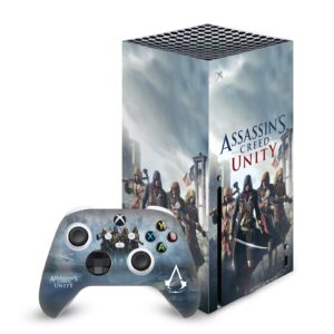 head case designs officially licensed assassin's creed game cover unity key art vinyl sticker gaming skin decal cover compatible with xbox series x console and controller bundle