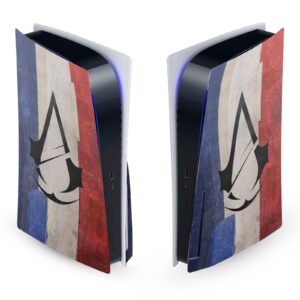 head case designs officially licensed assassin's creed flag of france unity key art vinyl faceplate sticker gaming skin decal cover compatible with sony playstation 5 ps5 disc edition console